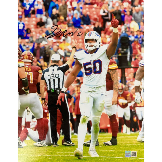 Greg Rousseau Signed Pointing vs Commanders Photo — TSE Buffalo