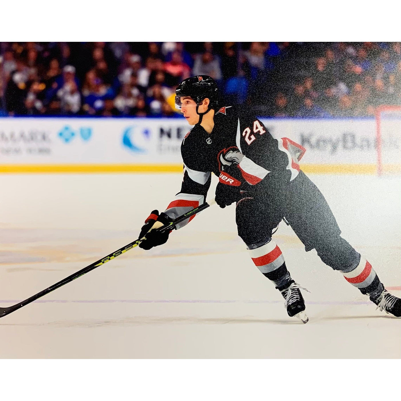 Dylan Cozens Unsigned Skating in Goathead Jersey 8x10 Photo — TSE Buffalo