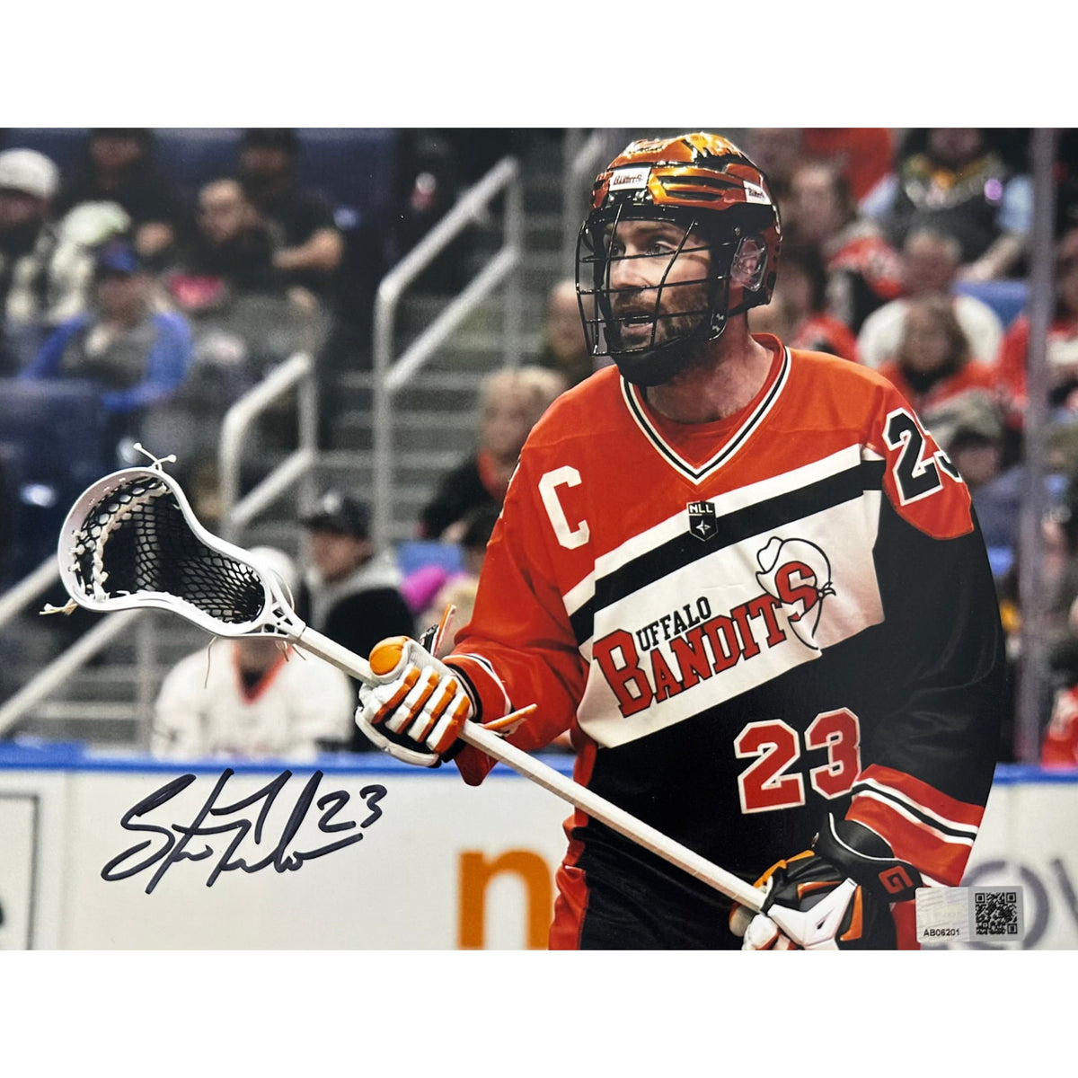 Steve Priolo Signed Close up Holding Stick Photo — TSE Buffalo