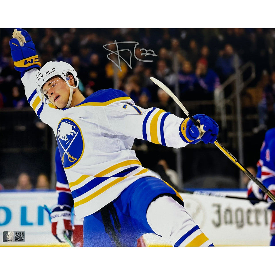 JJ Peterka Signed Arm Up Celebration Photo — TSE Buffalo