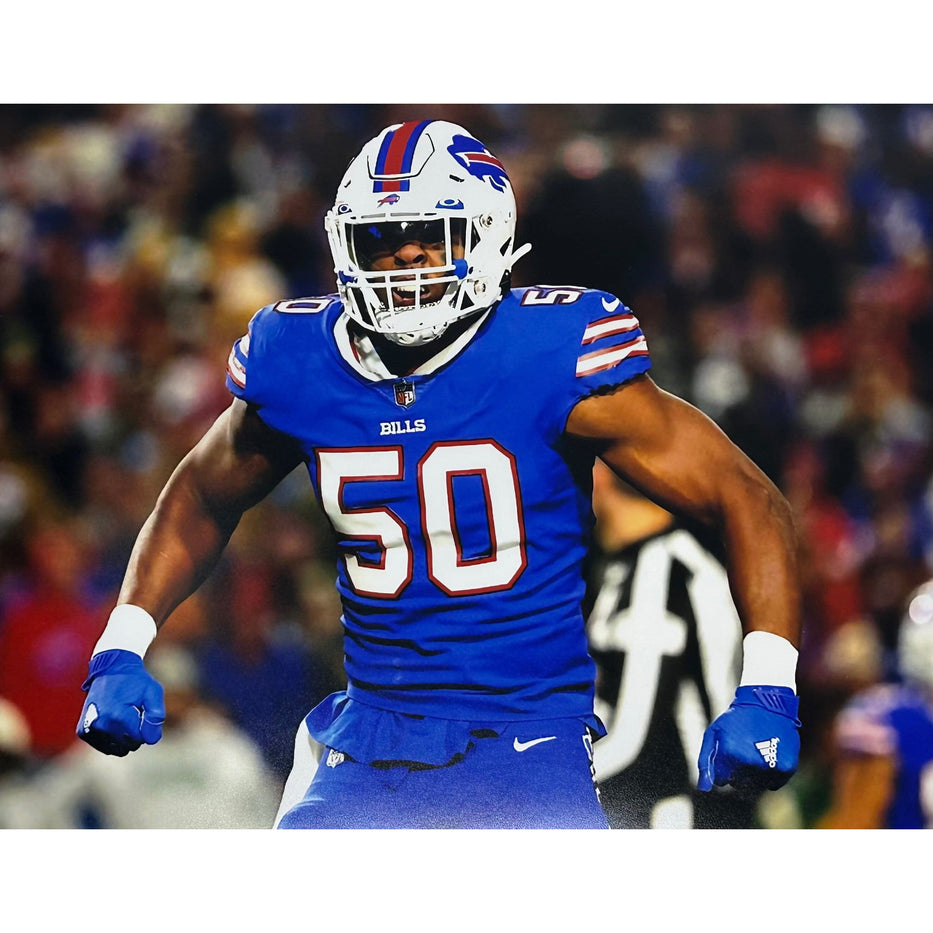 Greg Rousseau Unsigned Flexing in all Blue 11x14 Photo — TSE Buffalo