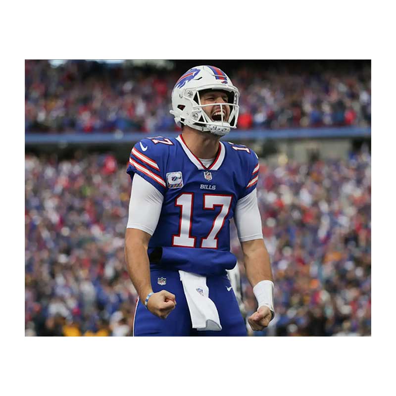 Josh Allen Flexing in Blue Screaming Unsigned Photo — TSE Buffalo