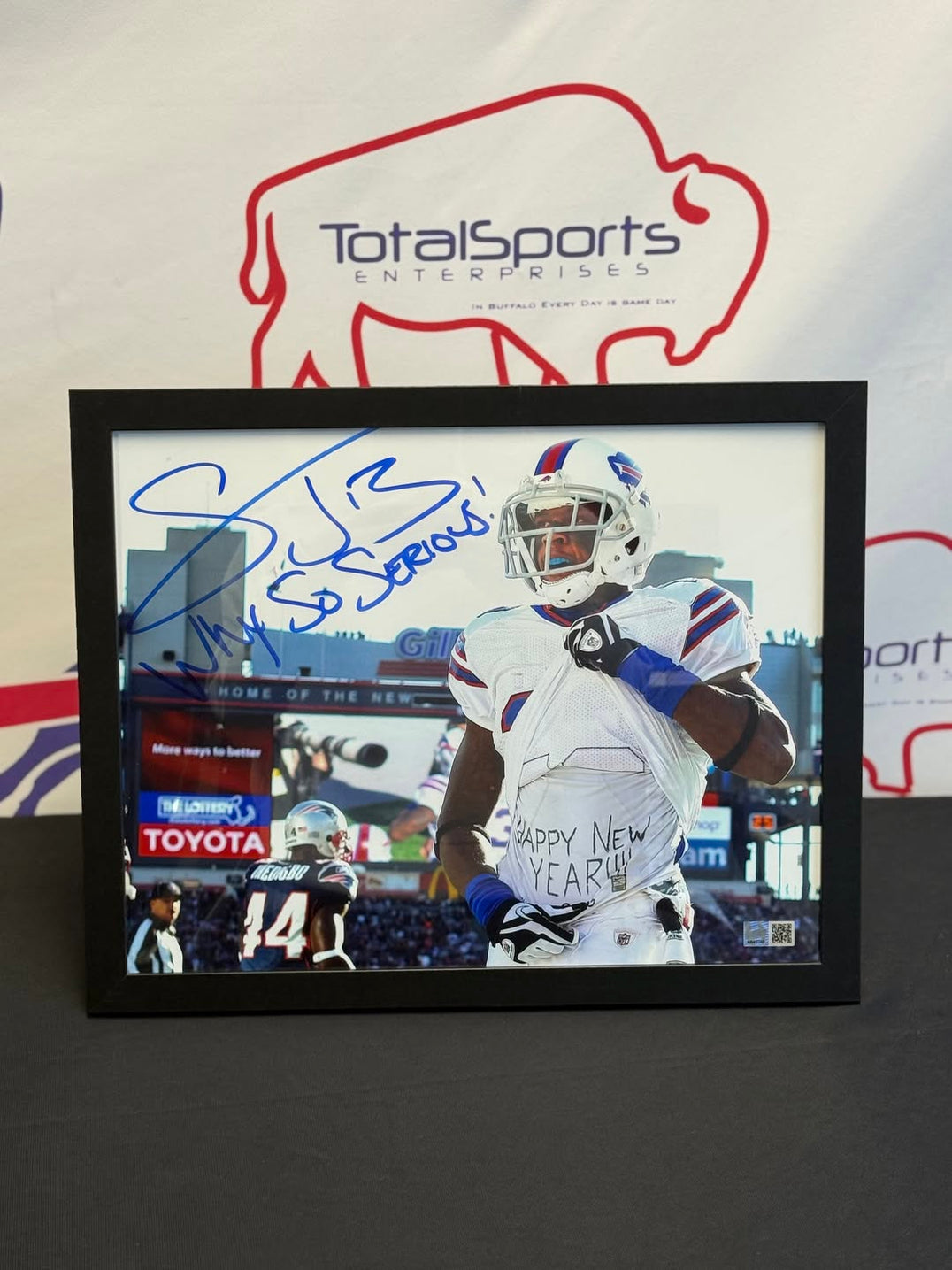 Facebook Auction: Stevie Johnson Signed Flashing Happy New Shirt Photo ...