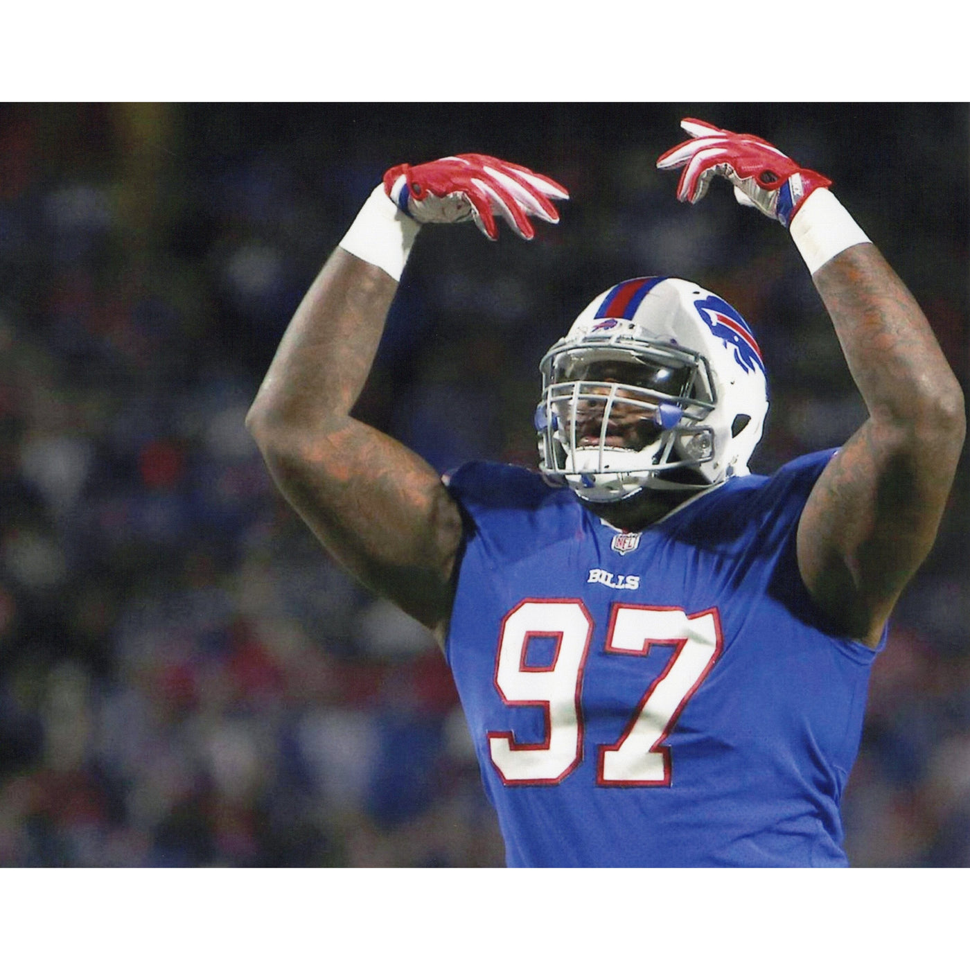 Jordan Phillips Arms Up in Blue Unsigned Photo — TSE Buffalo