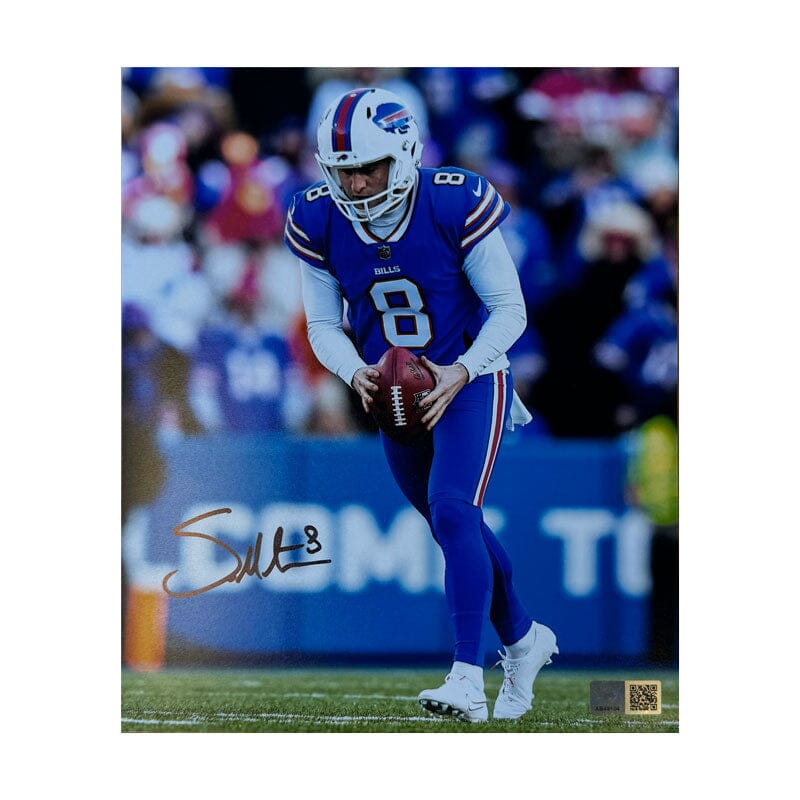 Sam Martin Signed Ready to Punt Football in Blue Photo — TSE Buffalo