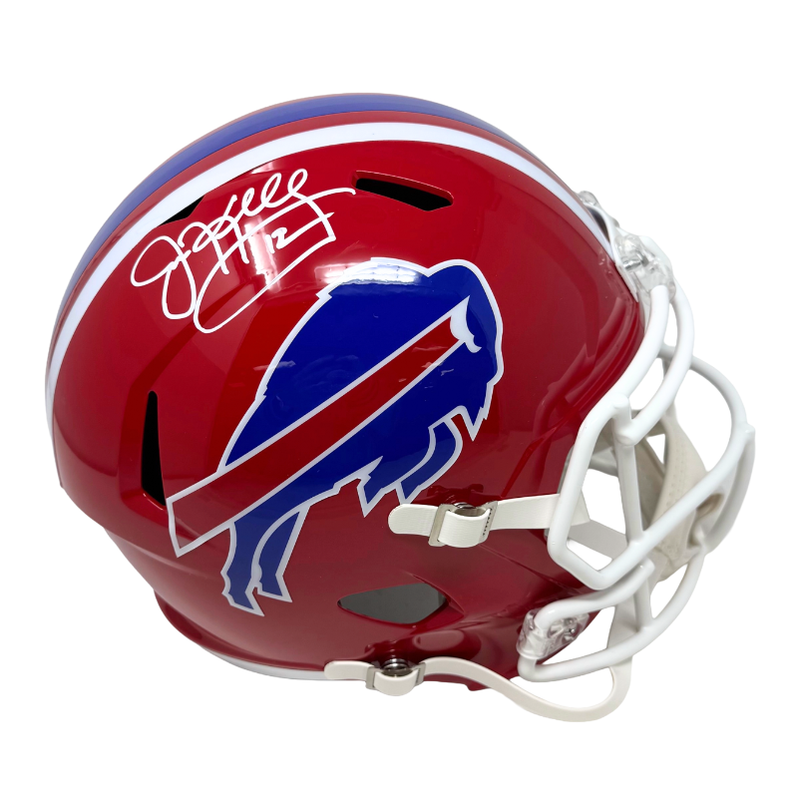 Jim Kelly Signed Buffalo Bills Full Size Red Throwback Speed Replica H ...