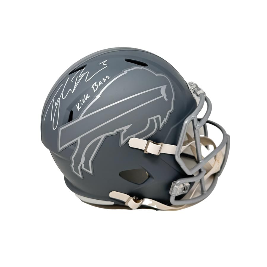 Tyler Bass Signed Buffalo Bills Full Size Slate Speed Replica Helmet w ...