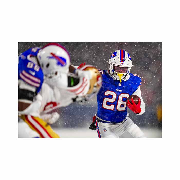 PRE-SALE: Ty Johnson Signed Running in Snow Photo — TSE Buffalo