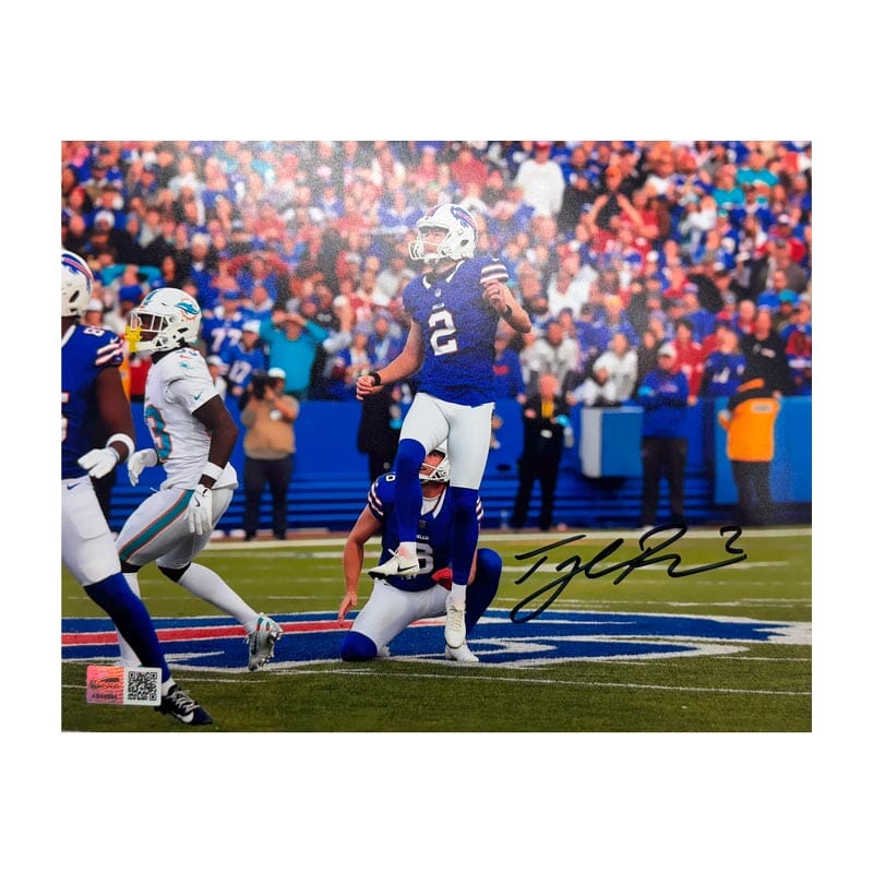 Tyler Bass Signed Watching Miami Field Goal 8x10 Photo — TSE Buffalo