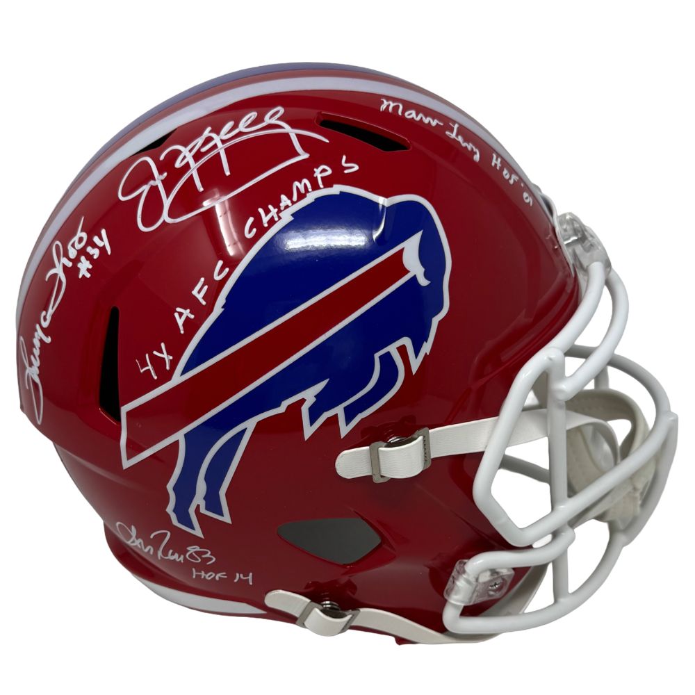 K-Gun Offense Signed Buffalo Bills Full Size Red Throwback Speed Repli ...
