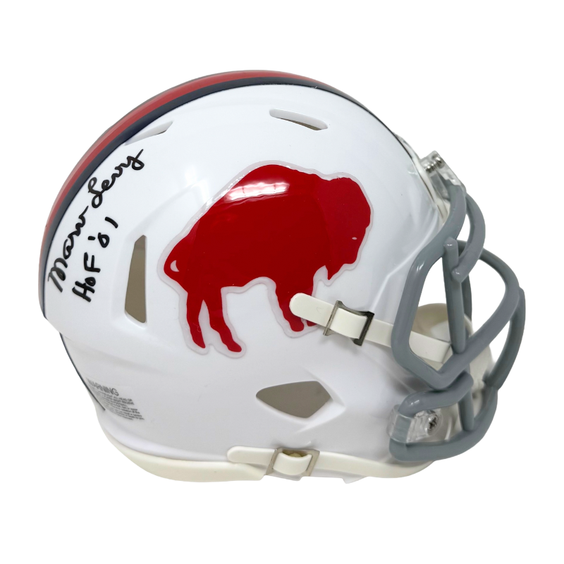 Marv Levy Signed Buffalo Bills Standing Buffalo Speed Mini Helmet with ...