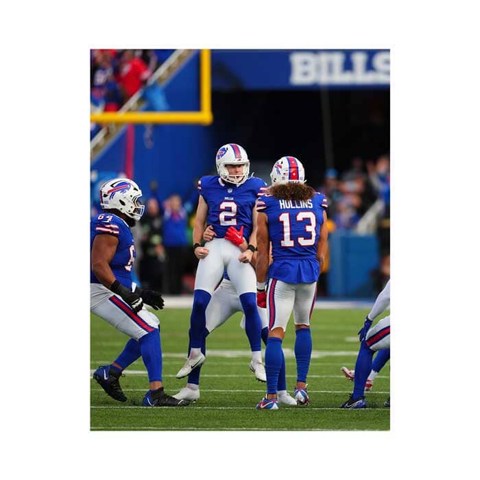 PRE-SALE: Tyler Bass Signed Picked Up Celebrating Photo — TSE Buffalo