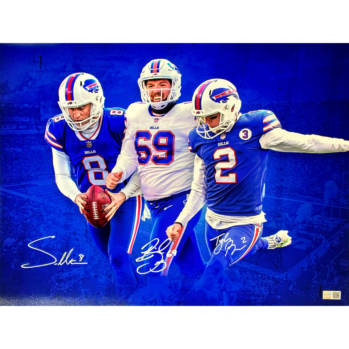 Special Teams Triple Signed Blue Collage Photo — TSE Buffalo