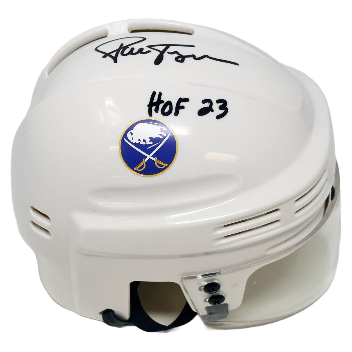 Pierre Turgeon Signed Buffalo Sabres White Mini Helmet — TSE Buffalo