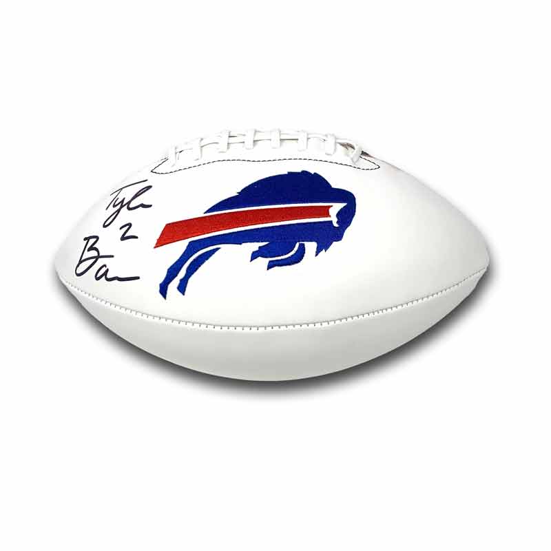 Tyler Bass Signed Buffalo Bills White Logo Football — TSE Buffalo