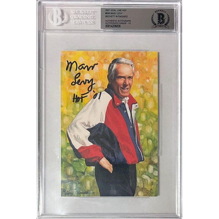 Marv Levy 2001 Goal Line HOF Slabbed Art Card with "HOF 01" — TSE Buffalo