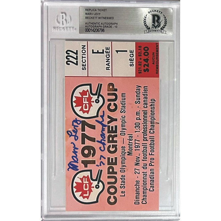 Marv Levy Signed Replica Grey Cup Ticket with '77 Champs — TSE Buffalo